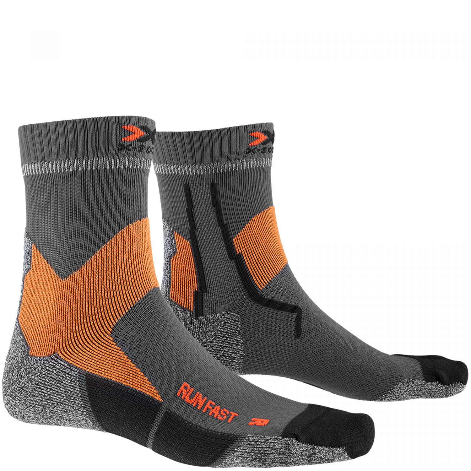 X-Socks Run Fast Socken für Läufer | Grau Orange RS17S19U