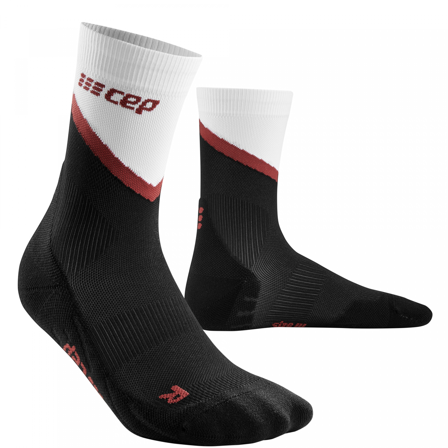 CEP The Run 4.0 Mid Cut Herren Laufstrümpfe Chevron Schwarz Weiß l WP3C1